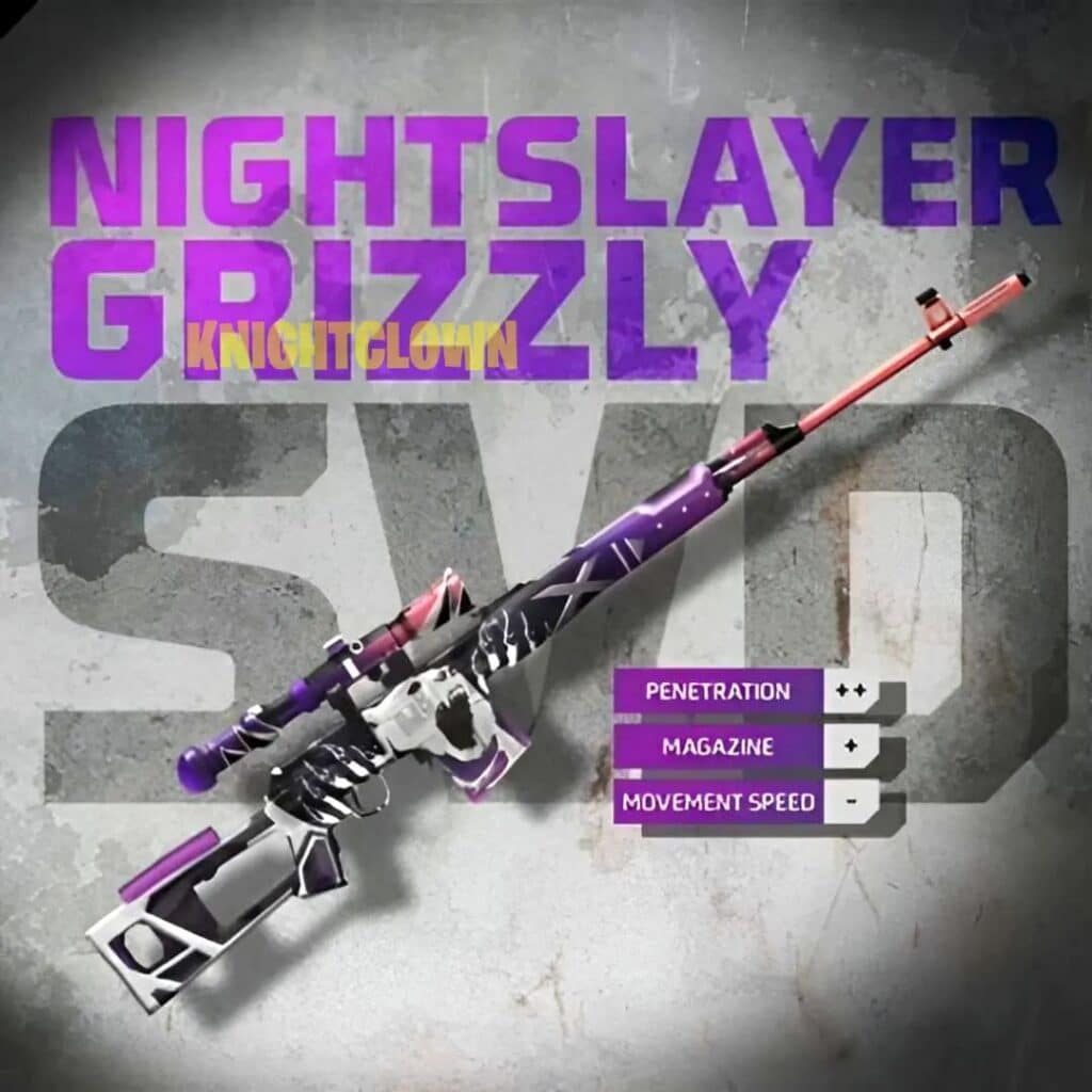 Free Fire MAX Weapon Royale Event: NightSlayer Grizzly SVD gun skin leaked