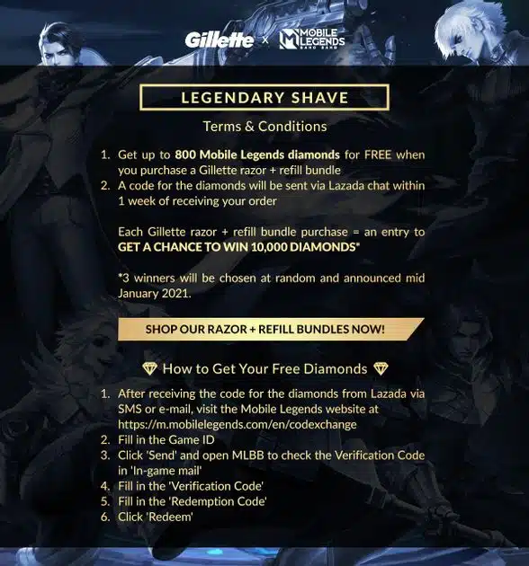 MLBB x Gillette Promo: Get 800 diamonds for free » TalkEsport