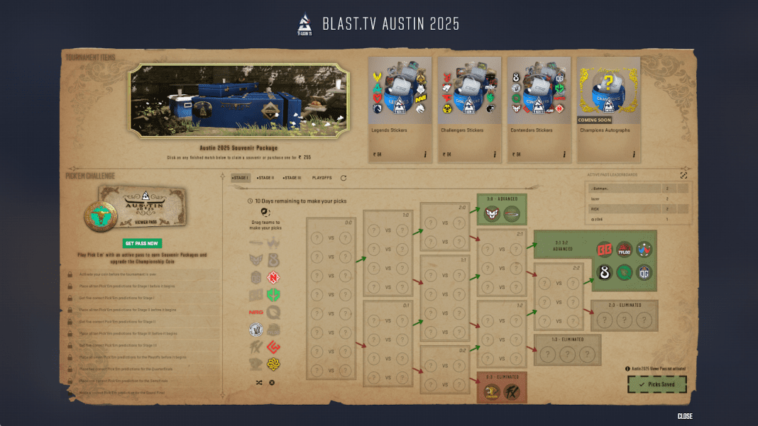 CS2 Austin Major Stage 1 Pick’Ems: Road to Diamond Coin