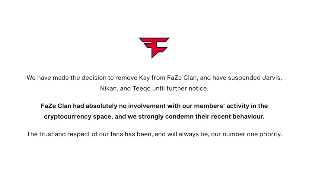 FaZe Clan members accused of manipulating charity cryptocurrency kicked ...