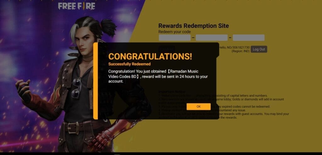 Free Fire redeem code for today 31 May 2021