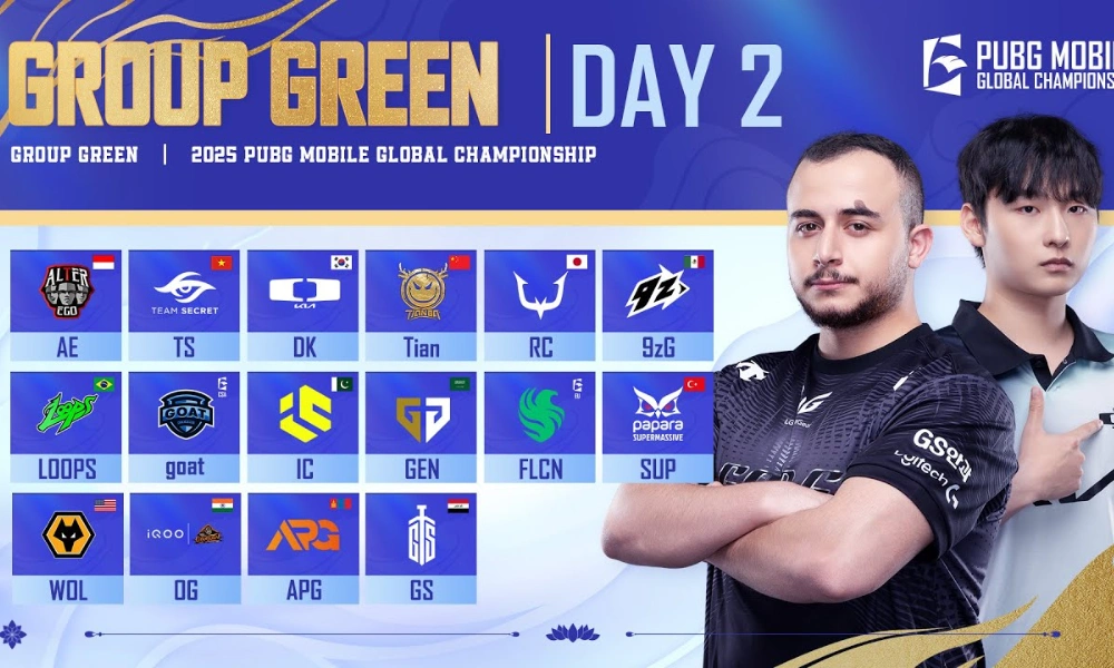 PMGC 2025 Group Green Day 2: Match Timings, Points Table, Maps, and More