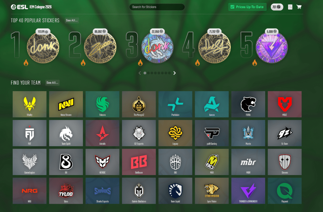 Valve Adds Souvenir Trade-Ups, Cologne 2026 Stickers, Pick’Ems, and ...
