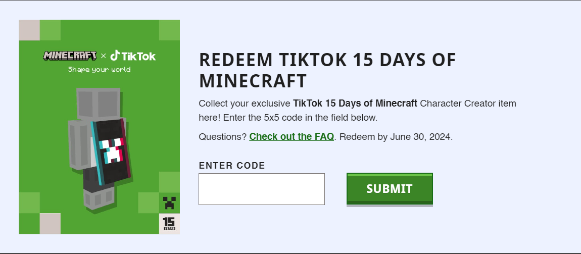 Celebrate Minecraft's 15th Birthday with TikTok Cape