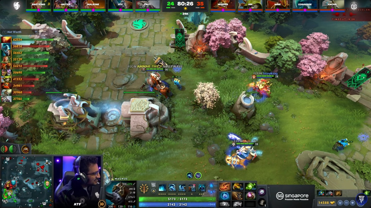 Dota 2: OG vs. Falcons 80-Minute Match Restarted from Scratch