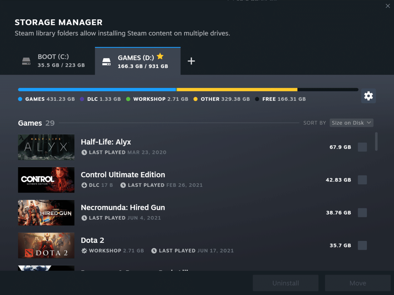 Steam’s latest update introduces a Storage Manager